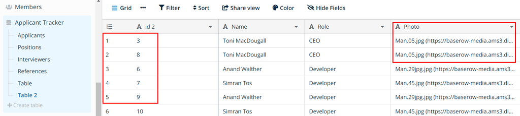 Create table by import file, questions about serial numbers and pictures - Baserow Help - Baserow
