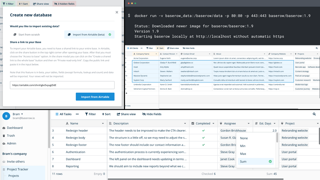 Just Released Baserow 1 9 With The Airtable Import Tool Footer