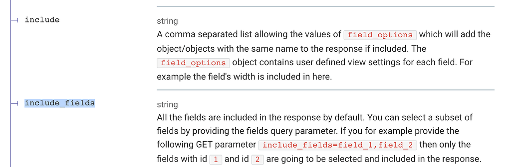 Exclude/Include Fields in API Call - Baserow