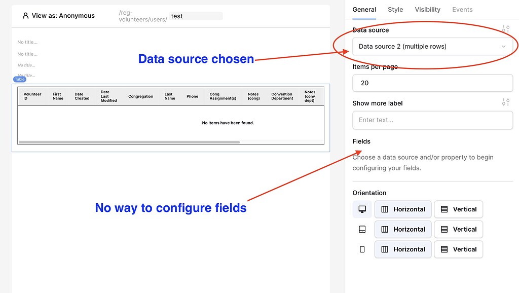 Configure table fields not working in Application Builder - Baserow Help - Baserow