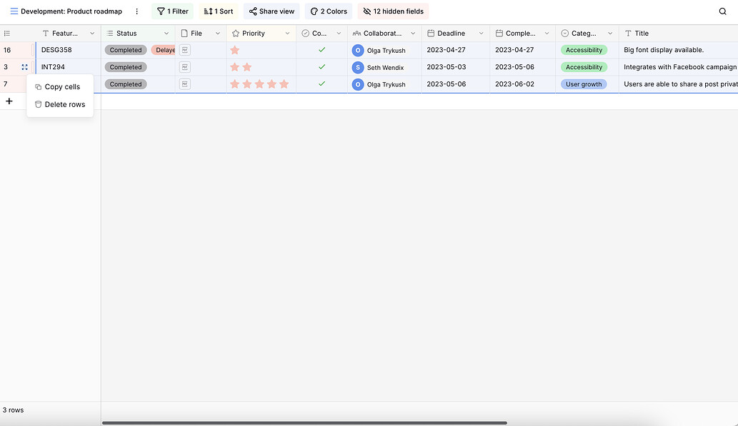 Selecting multiple rows - Feature Ideas - Baserow