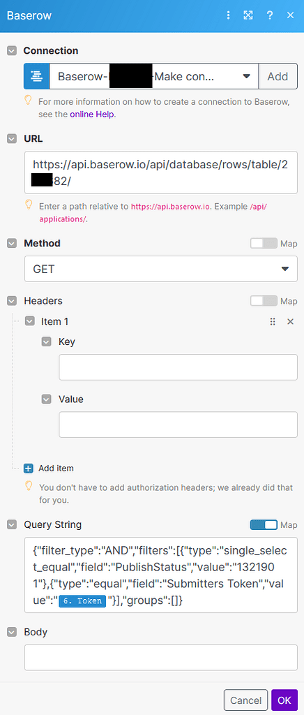 Baserow to Make.com integration... API calls with multiple filters - Integrations - Baserow