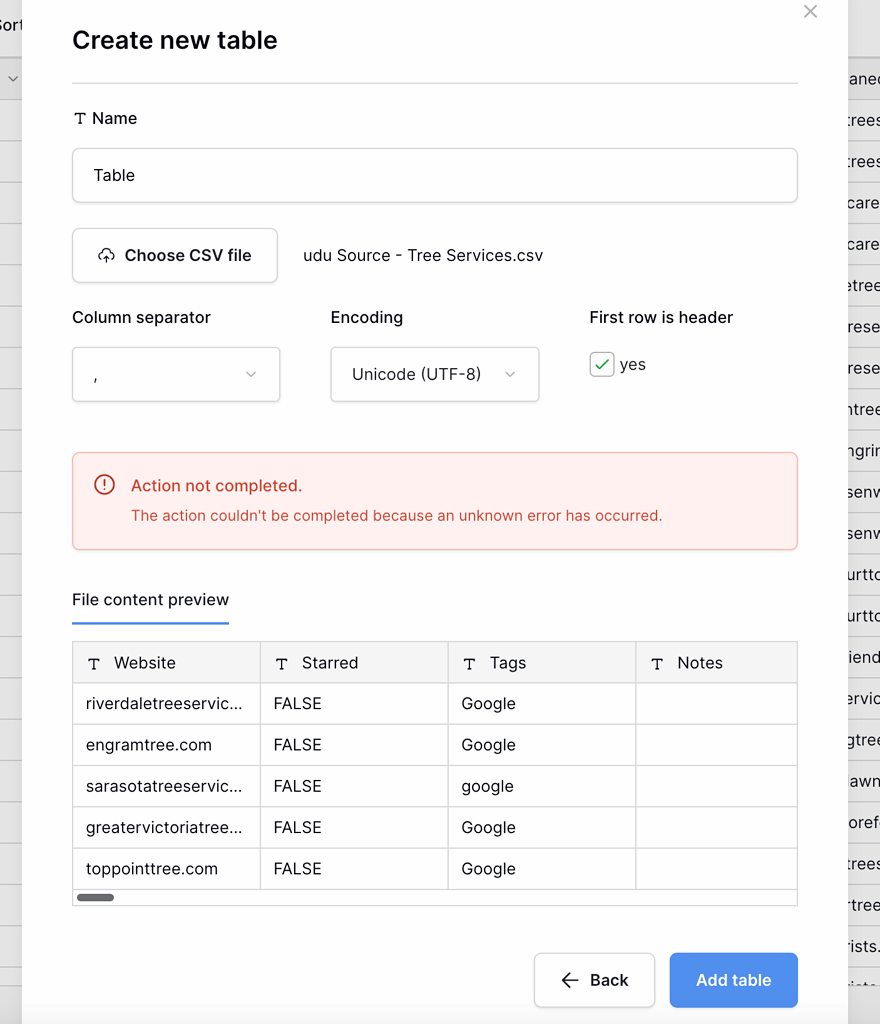 Baserow Self-Hosted Unknown Upload Error - Baserow