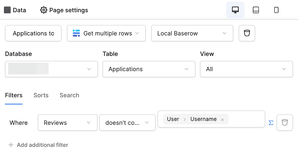 Data source filter not working as expected - Application builder - Baserow