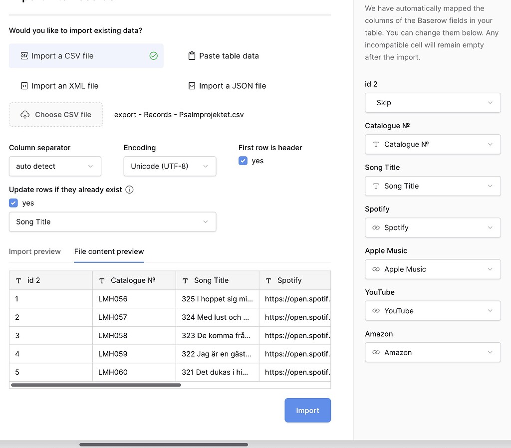 Impossible to import files... - Technical Help - Baserow