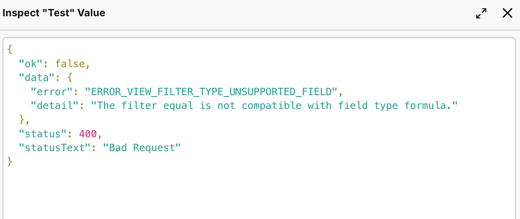 Unsupported formula field to filter on - Baserow Help - Baserow