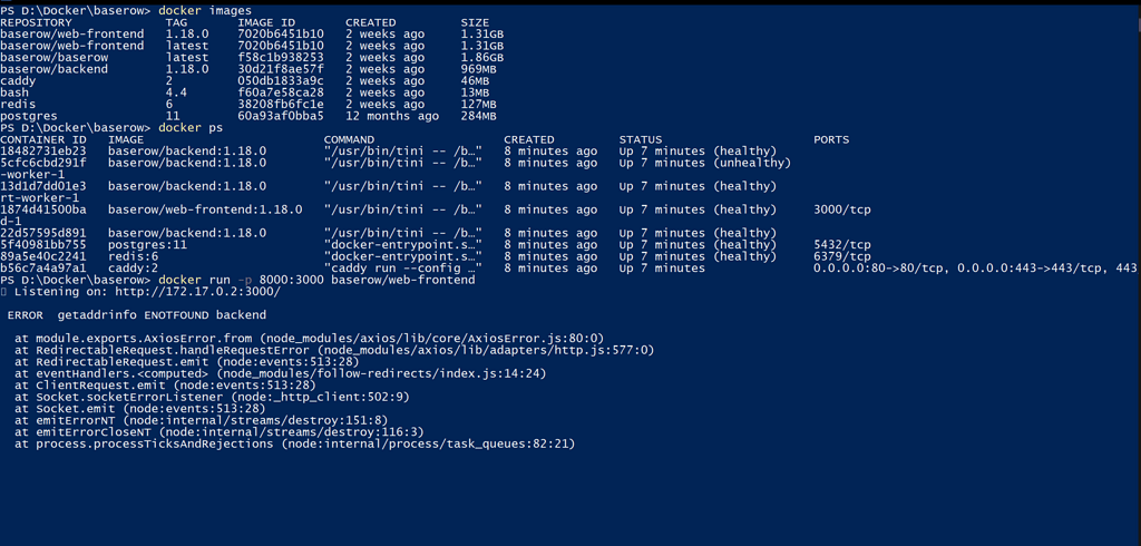 ERROR getaddrinfo ENOTFOUND backend - Technical Help - Baserow ERROR getaddrinfo ENOTFOUND backend - Technical Help - Baserow