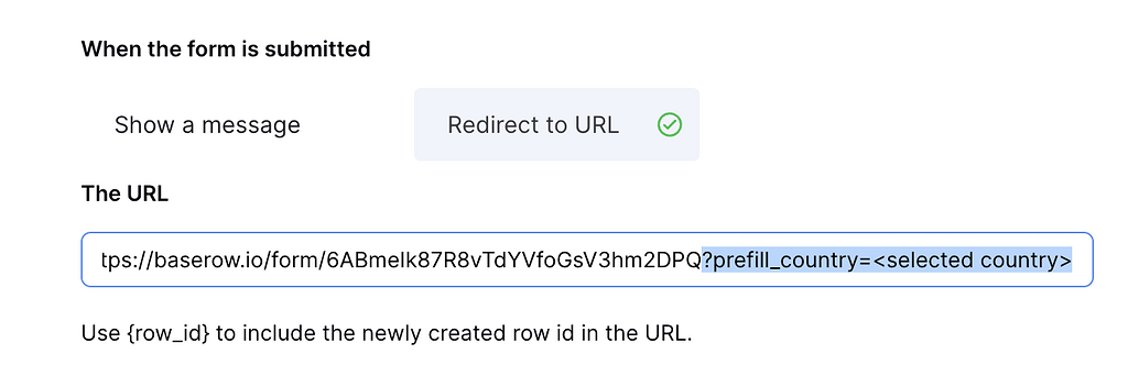Form redirects and dynamic prefills - Baserow Help - Baserow