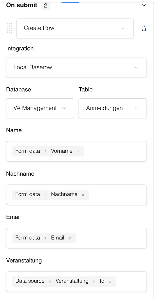 Event Create Row Does Not Accept Id From Linked Table In Data Source Application Builder